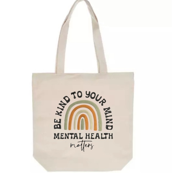 Handmade | Bags | Mental Health Embroidered Canvas Tote Bag | Poshmark
